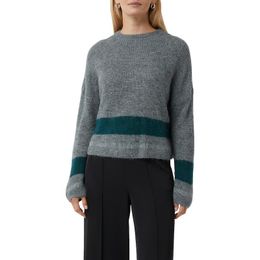 comma, Comma Damen Strickpullover Unifarben mit L&auml;ngstreifen grau 42
