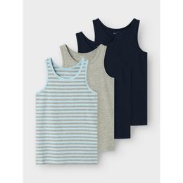 name it Kinder Unterhemd &raquo;NKMTANK f&uuml;r Jungen mit Streifen im 4er-Pack&laquo; Packung, 4 Stk. gestreift, casual, regular fit, Baumwollmischung, Rundhals blau
