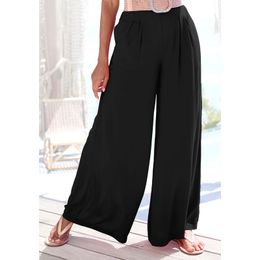 Buffalo Damen Palazzohose &raquo;mit extra weitem Bein&laquo; mit Seitennahttaschen, leichte Sommerhose, Wide-Leg-Hose, Strandhose schwarz 38, N-Gr