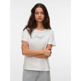 V&eacute;ro Moda Vero Moda Damen Kurzarmshirt &raquo;VMKILANO S/S O-NECK T-SHIRT JRS BTQ&laquo; Baumwolle, regular fit wei&szlig; XS