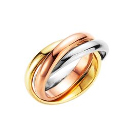 Firetti Damen Fingerring &raquo;Schmuck Geschenk 3-fach verschlungen, tricolor&laquo; rosa 20, Edelstahl, 3,2mm