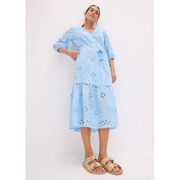 bonprix Damen bonprix Midikleid mit V-Ausschnitt, ausgestellte Passform, aus Baumwolle 40, N-Gr