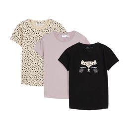 bonprix M&auml;dchen bonprix T-Shirt Packung, 3er, aus Baumwolle, mit Elasthan-Anteil, Kurzarm-Design, Regular Fit 176/182