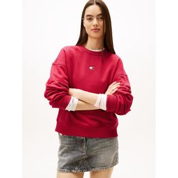 Tommy Jeans Damen Sweatshirt &raquo;Sweatshirt TJW BXY BADGE&laquo;, mit Dropshoulder-Design und Frontlogo rot L (40)
