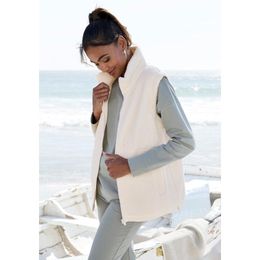 ELBSAND Damen Fleeceweste mit seitlichen Rei&szlig;verschl&uuml;ssen und hohem Kragen beige 38