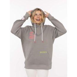 Zwillingsherz Damen Hoodie &raquo;"Smile Cross"&laquo;, Statement Schriftzug, Stickerei, Kapuze, K&auml;ngurutasche S/M