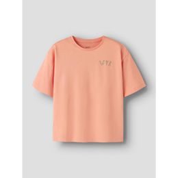 name it Kinder Kurzarmshirt &raquo;NKFKALI SS RLX TOP PS NOOS&laquo; Baumwolle, mit R&uuml;ckenprint und Glitzer rosa 116