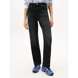 Tommy Jeans Damen Straight-Jeans &raquo;LAYLA HR SLIM STR&laquo; in Kn&ouml;chell&auml;nge schwarz 28, L&auml;nge 32