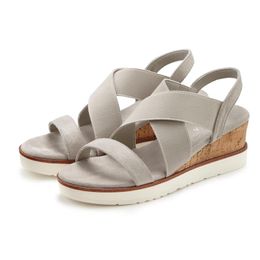Lascana Damen Lascana Sandalette &raquo;Sommerschuh, offener Schuh, Sandale, Keilsandalette,&laquo; mit elastischen Riemchen VEGAN grau 42
