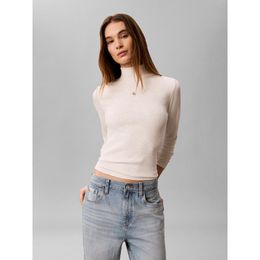 Calvin Klein Jeans Damen Shirttop &raquo;LS WOVEN LABEL TURTLENECK&laquo; Mit Rundhalsausschnitt, regular fit XL