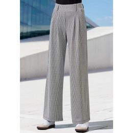 Lascana Damen Lascana Schlupfhose &raquo;extra Weit mit Bundfalten&laquo; mit Jacquard Strickmuster oder uni schwarz blau 48/50, N-Gr