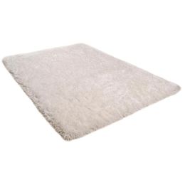Theko Hochflor-Teppich &raquo;Flokato&laquo; rechteckig 60 mm H&ouml;he Uni Farben, handgetuftet, flauschig weich, Wohnzimmer wei&szlig; Kunstfaser B : 60cm 1 Stk., 60mm, L: