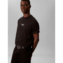Calvin Klein Jeans Herren T-Shirt Relaxed Fit, Rundhalsausschnitt, Logoprint schwarz L