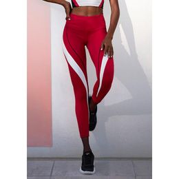 active by Lascana Lascana Active Damen LASCANA ACTIVE Leggings Logo-Badge und Rei&szlig;verschlusstasche auf der R&uuml;ckseite rot S (36/38), N-Gr