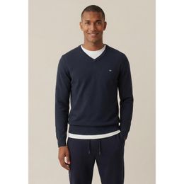 Fynch-Hatton Herren Fynch-Hatton Strickpullover &raquo;Fynch-Hatton Pullover mit V-Kragen&laquo; aus Baumwolle, mit V-Ausschnitt, bequeme Passform blau S (48)