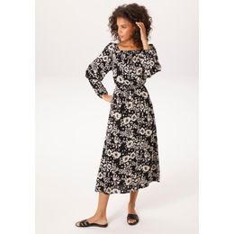 Aniston Casual Damen Aniston CASUAL Minikleid mit grafischen Blumendruck - jedes Teil ein Unikat schwarz-wei&szlig; 36, N-Gr