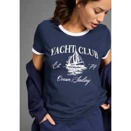 Kangaroos Damen Kangaroos T-Shirt mit maritimen Print und Kontrastdetails blau 32/34