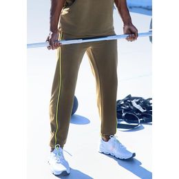 Le Jogger Performance Herren Sporthose mit praktischen Rei&szlig;verschlusstaschen und Kontrastdetails braun M (48/50), XXL