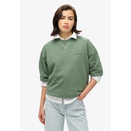 Superdry Damen Sweatshirt &raquo;ESSENTIAL LOGO OVERDYED SWEAT&laquo;, l&auml;ssig geschnitten, aus Baumwolle und Sweatware, mit Stickerei gr&uuml;n XL