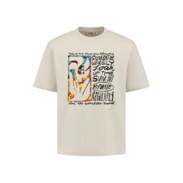 Shiwi T-Shirt 'Jay Flower Block' Herren Gr&ouml;&szlig;e S beige / t&uuml;rkis / hummer / schwarz