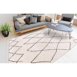 Calo-deluxe Hochflor-Teppich &raquo;Elvar-4000&laquo; rechteckig 27 mm H&ouml;he besonders weich durch Microfaser, Wohnzimmer beige Kunstfaser B : 80cm 1 Stk., 27mm, L