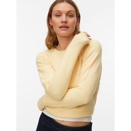 V&eacute;ro Moda Vero Moda Damen Rundhalspullover &raquo;VMDOFFY LS O-NECK BLOUSE GA NOOS&laquo; Materialmix, regular fit gelb M