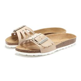 ELBSAND Damen Pantolette &raquo;Sandale, Mule, offener Schuh, Sommerschuhe, Lederpantolette&laquo; aus Leder mit weichem Korkfu&szlig;bett beige 40