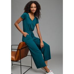 Kangaroos Damen Kangaroos Culotte-Overall wadenlanger Overall, figurumspielende Passform, Kurzarm-Design gr&uuml;n 46, N-Gr