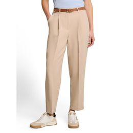 Tom Tailor Damen Tom Tailor Bundfaltenhose &raquo;Barrel Leg&laquo; Sommerhose mit G&uuml;rtel beige 36, L&auml;nge 28