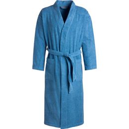 Egeria Unisex-Bademantel &raquo;Topas, ideal f&uuml;r Sauna & Spa, Hotelbademantel, Morgenmantel&laquo; 1 Stk. f&uuml;r Damen & Herren, in Kimonoform blau Walkfrottee L L: 125cm
