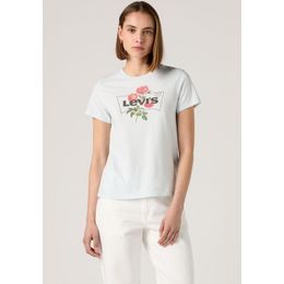 Levi's Levi's Damen Rundhalsshirt &raquo;THE PERFECT TEE&laquo; mit Logo im Metallic-Holo Print blau M