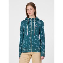 Ragwear Damen Sweatjacke &raquo;PAYA PRINT&laquo; Bestseller aus d&uuml;nner Viskosemischung und Allover-Print gr&uuml;n XL