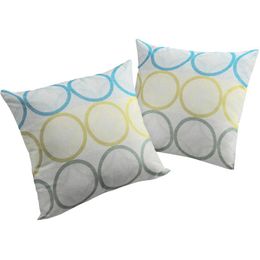 WIRTH Dekokissen &raquo;Zirbello&laquo; Kissenh&uuml;lle ohne F&uuml;llung, 2 St&uuml;ck blau Baumwolle, Polyester B/L: 40cm x 40cm, 2 Stk.