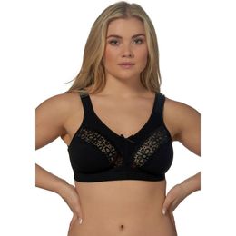 Elbrina Damen B&uuml;gelloser BH 1 mit Spitze, mit Schleife, breite Tr&auml;ger, ohne B&uuml;gel, Baumwollmix schwarz 100, Cup C