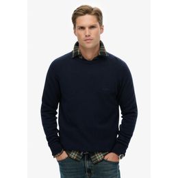 Superdry Herren Strickpullover &raquo;WOOL BLEND JUMPER&laquo; aus Wolle, Nylon und Baumwolle, Regular Fit, mit Rundhalsausschnitt blau 3XL