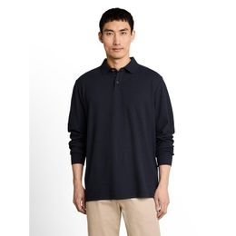 Tom Tailor Herren Tom Tailor Langarm-Poloshirt mit Polokragen und Knopfleiste blau XXL