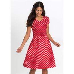 bonprix Damen bonprix Jerseykleid &raquo;Jerseykleid aus Viskose-Mix&laquo; 1 tlg. f&uuml;r sommerliche Tage, aus Viskose-Mix, ausgestellte Passform rot 38, N-Gr