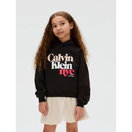 Calvin Klein Jeans M&auml;dchen Kapuzensweatshirt &raquo;PEARL SIGNATURE TERRY HOODIE&laquo;, f&uuml;r Kinder bis 16 Jahre, mit gro&szlig;em Druck schwarz 16 (176)