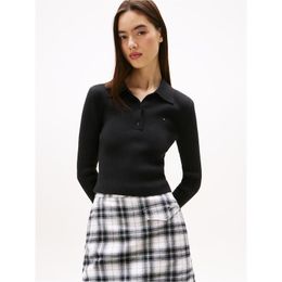 Tommy Jeans Damen Polokragenpullover &raquo;TJW ESSENTIAL POLO LS SWEATER&laquo; schwarz XL (42)