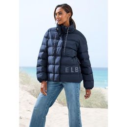 ELBSAND Damen Steppjacke mit gro&szlig;em seitlichen Logo-Print blau XL/42