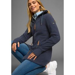 Polarino Damen Fleecejacke mit Kapuze aus Fleece, atmungsaktiv, schnell trocknend blau 44