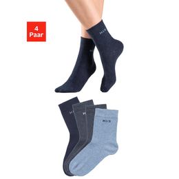 H.I.S. H.I.S Damen Socken &raquo;Basic Damen Socken Str&uuml;mpfe, mit Komfortbund Klassische Freizeitsocken&laquo; Packung, 4 Stk. tlg. ohne einschneidendes B&uuml;ndchen blau 39