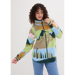 bonprix Damen bonprix Fleecejacke l&auml;ssige Passform, aus 100% Polyester, mit Rei&szlig;verschluss-Taschen bunt 44/46 (L)