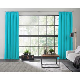 WIRTH Vorhang &raquo;Dim out&laquo; Kr&auml;uselband 1 Stk. tlg. blau Polyester 150cm, Kr&auml;uselband, 145cm