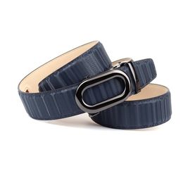 Anthoni Crown Damen Lederg&uuml;rtel in elegantem Design mit auffallender Schlie&szlig;e, leicht bombiert blau 80