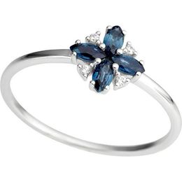 Firetti Damen Fingerring &raquo;Schmuck Geschenk Gold 333 Damenring Goldring Blume Edelstein&laquo; mit Saphir - mit Brillanten bunt 17, 0,02 P2 = erkennbare 