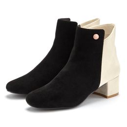 Lascana Damen Lascana Stiefelette mit raffiniertem Detail und Blockabsatz, kurzer Stiefel VEGAN schwarz 39