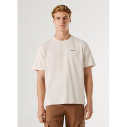 Pepe Jeans Herren T-Shirt &raquo;CONTRAST CONNOR&laquo; mit Rundhals und gesticktem Logo beige L