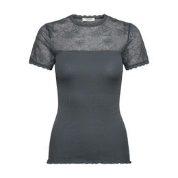 rosemunde Damen rosemunde T-Shirt &raquo;Beatha lace t-shirt&laquo; Halbarm, &Auml;rmel und Dekollet&eacute; sowie oberer R&uuml;cken aus Spitze, Seidenmix grau XL