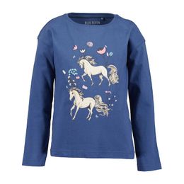 Blue Seven M&auml;dchen Langarmshirt Baumwolle, Glitzerdruck blau 104